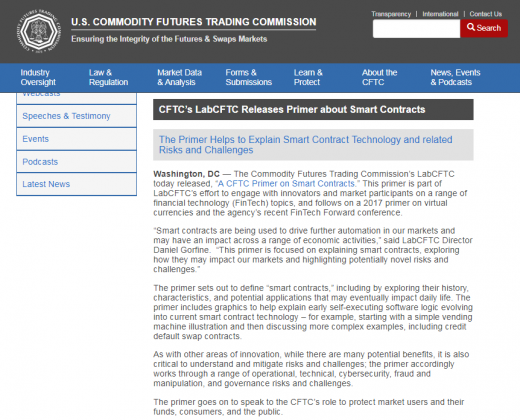 Các hợp đồng thông minh Blockchain lệ thuộc vào các luật tài chính, theo CFTC cho biết